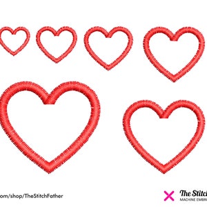 Mini Heart Outline Satin Stitch Machine Embroidery Design - Etsy