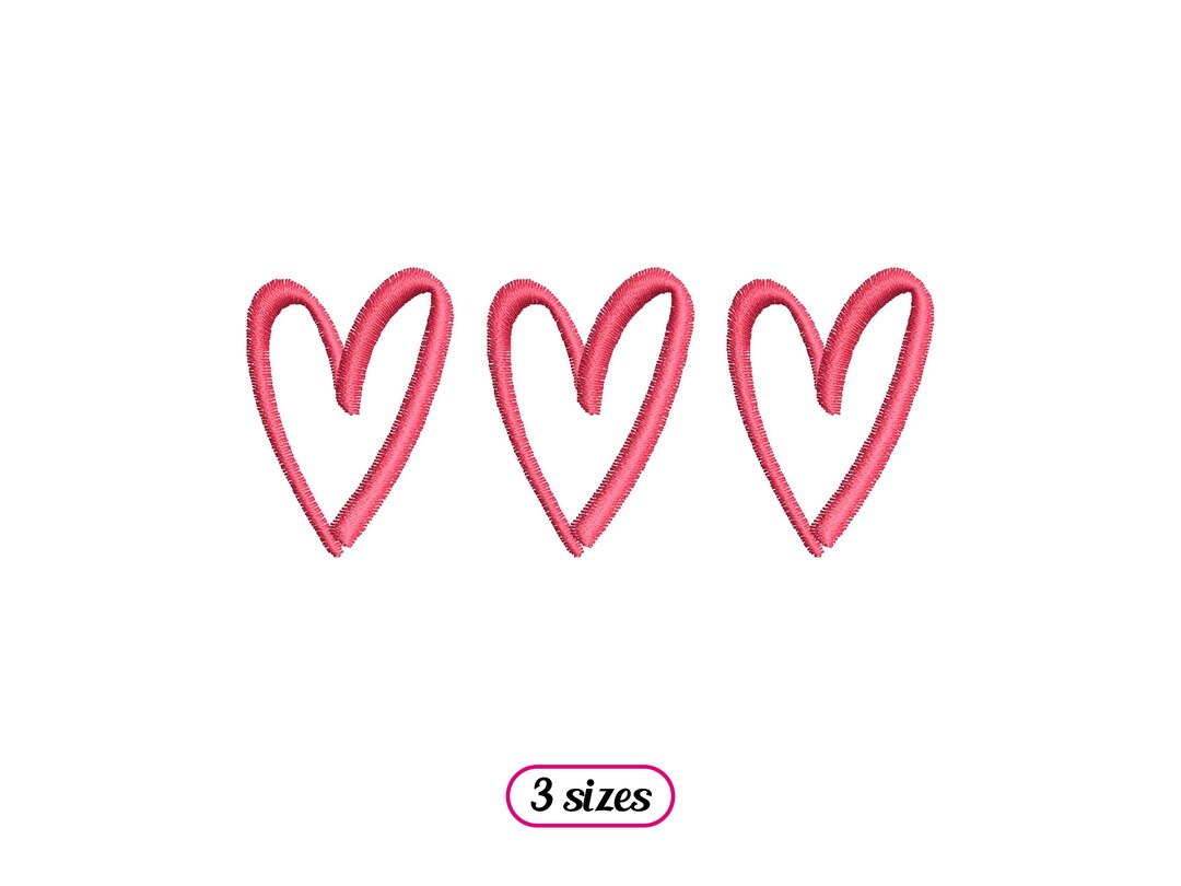 Mini Horizontal Hearts Machine Embroidery Design – Three Hearts – Satin ...