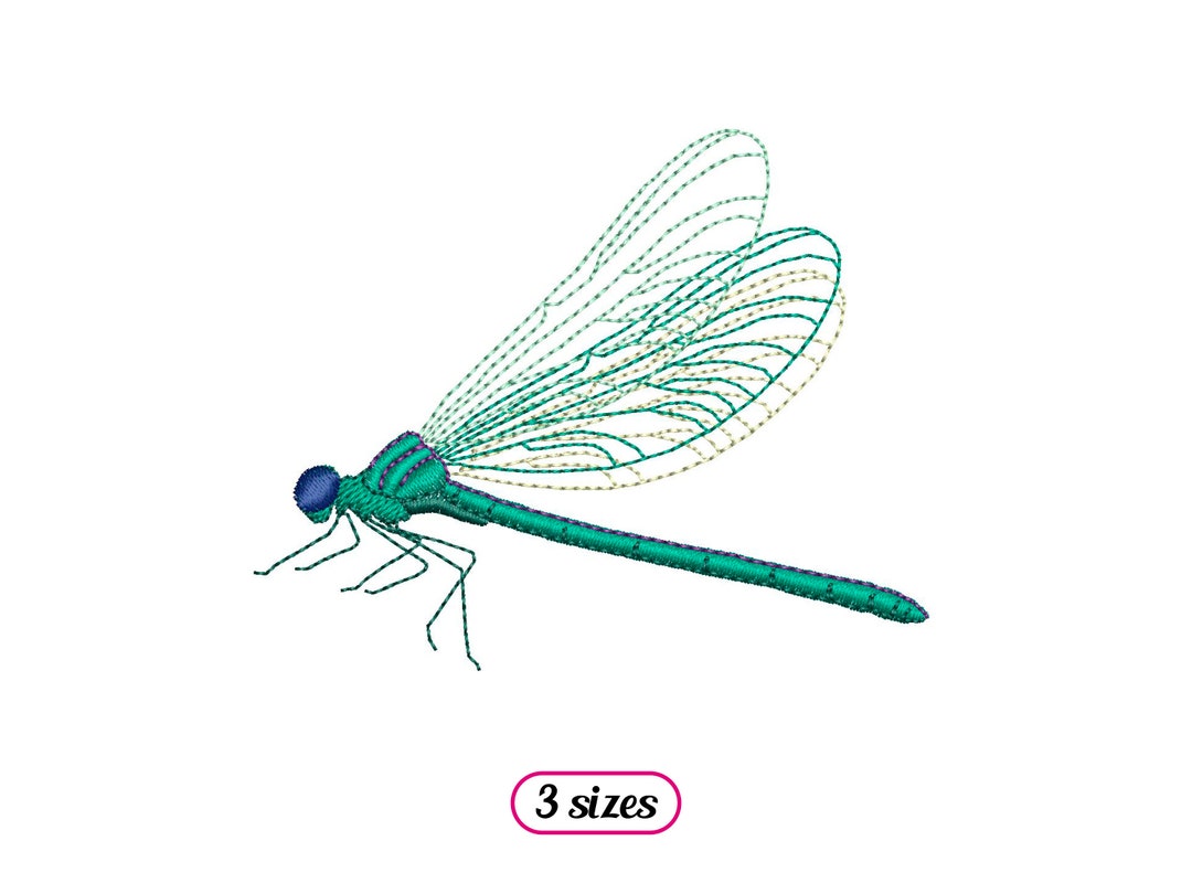 Realistic Dragonfly Side View Machine Embroidery Design - 3 Sizes ...