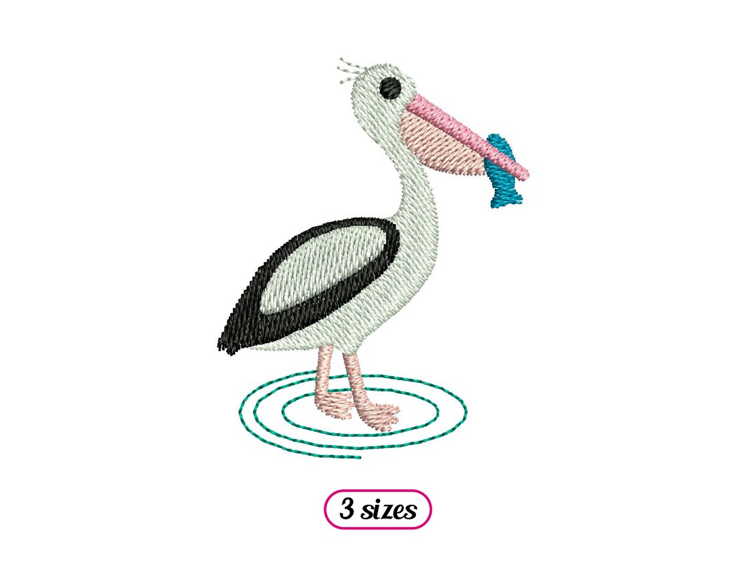 Mini Pelican Machine Embroidery Design – Pelican Fishing – Pelican With ...