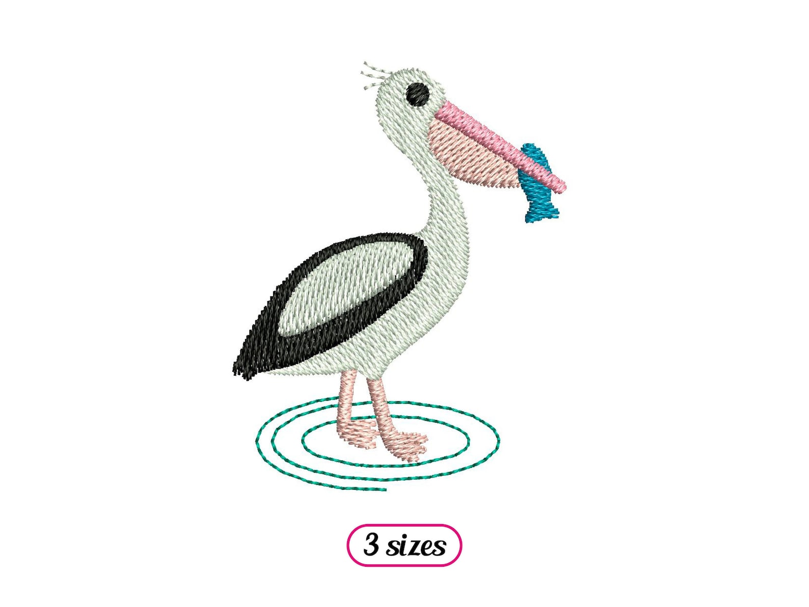 Mini Pelican Machine Embroidery Design – Pelican Fishing – Pelican With ...