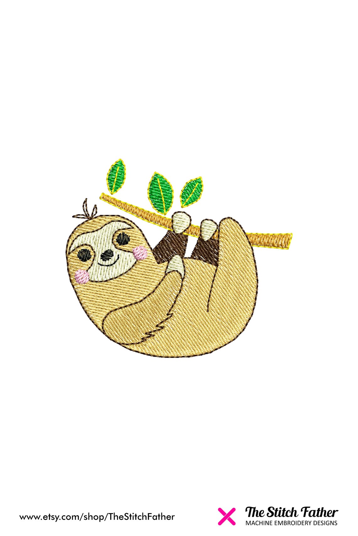Mini Sloth Machine Embroidery Design Cute Sloth Hanging - Etsy