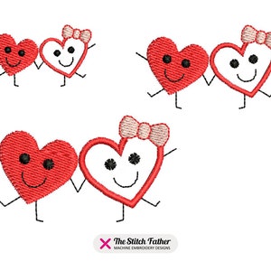 Mini Valentine Hearts Patterns Set Machine Embroidery Designs - Bird, Flying Heart, Heart Couple ...