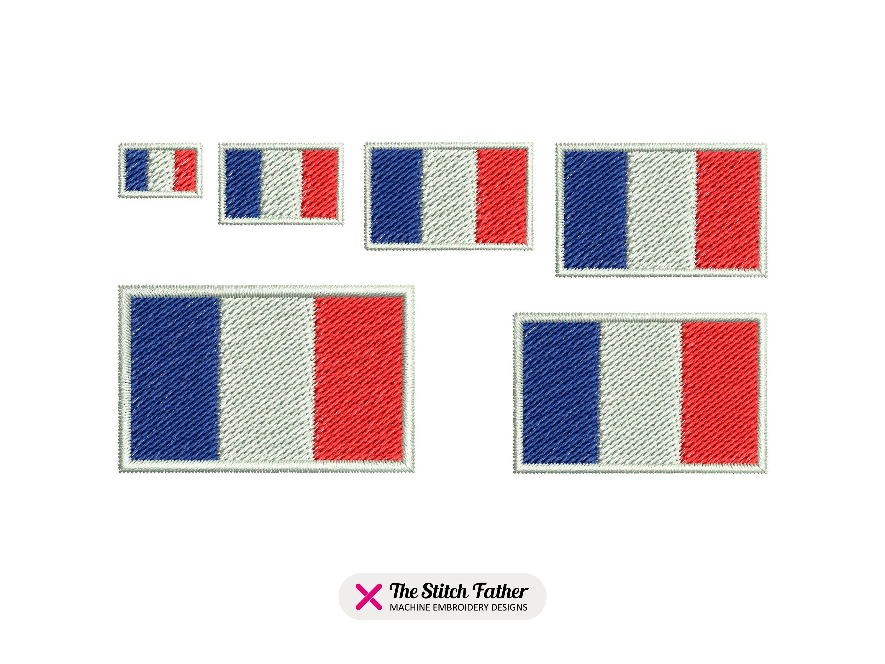 Mini French Flag Machine Embroidery – Tricolour Flag Fill Stitch Satin ...