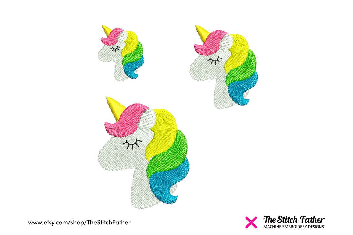 Mini Unicorn Head Machine Embroidery Design Cute Fairy | Etsy