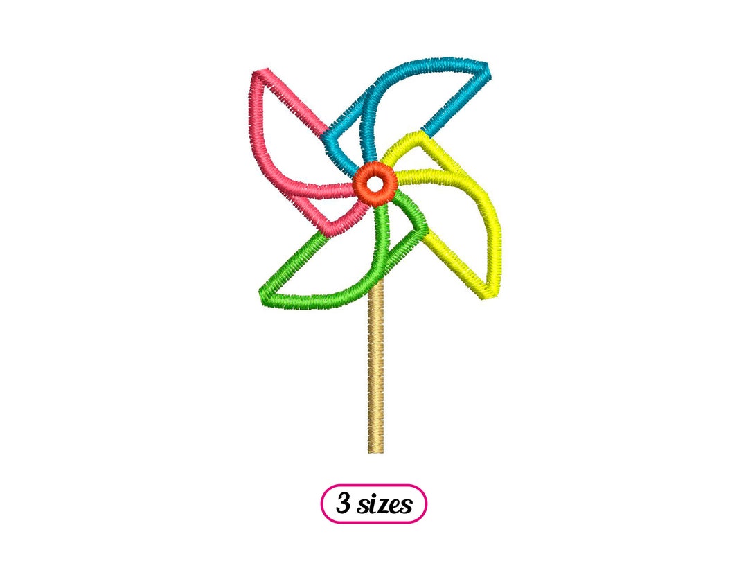 Mini Pinwheel Windmill Line Machine Embroidery Design – Child Pinwheel ...