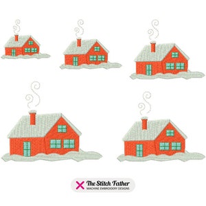 Snowy Mountain House in the Winter Machine Embroidery Design - 5 Sizes ...