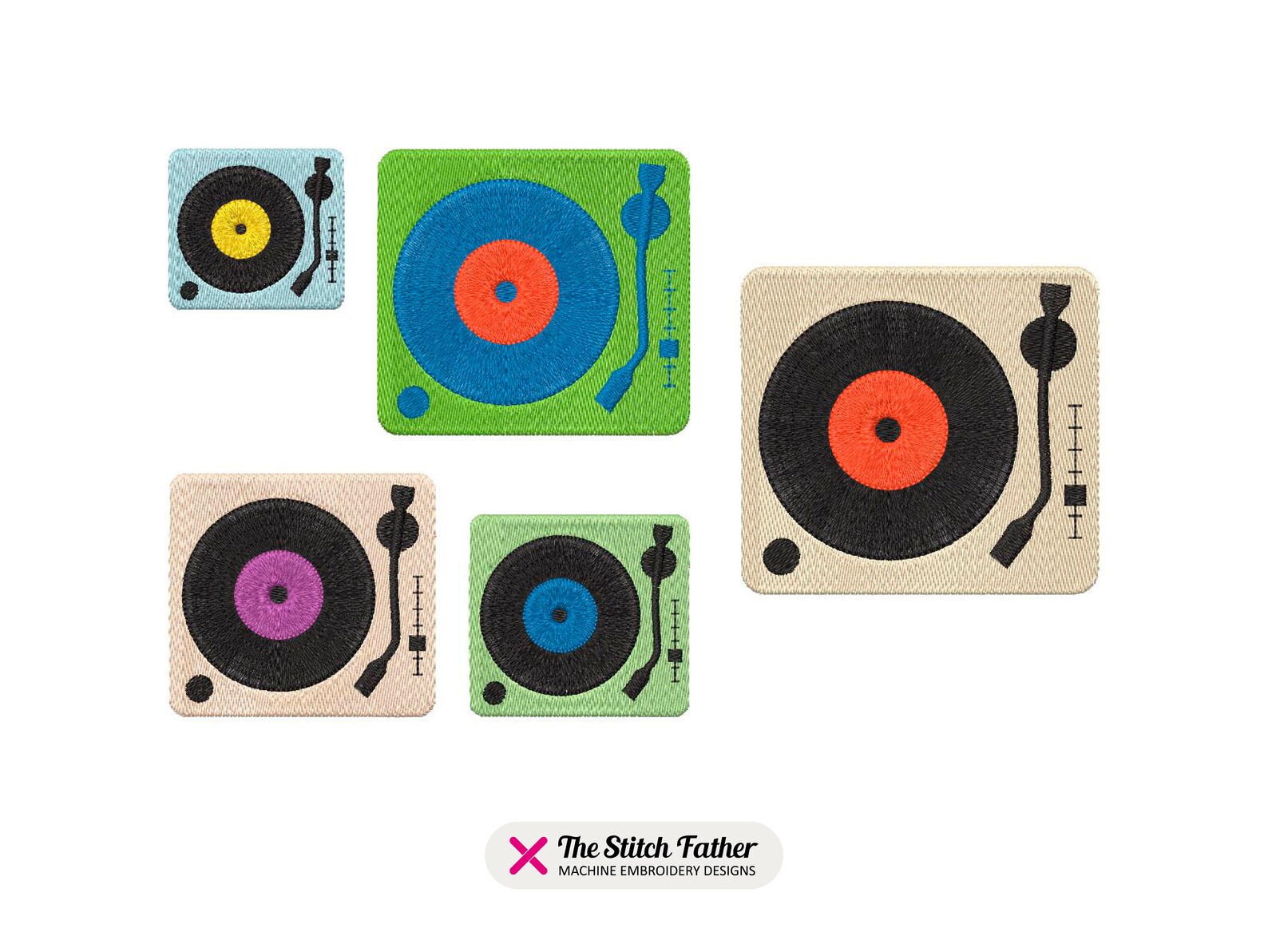 Vinyl Record Player Machine Embroidery Design - 5 Sizes - INSTANT ...