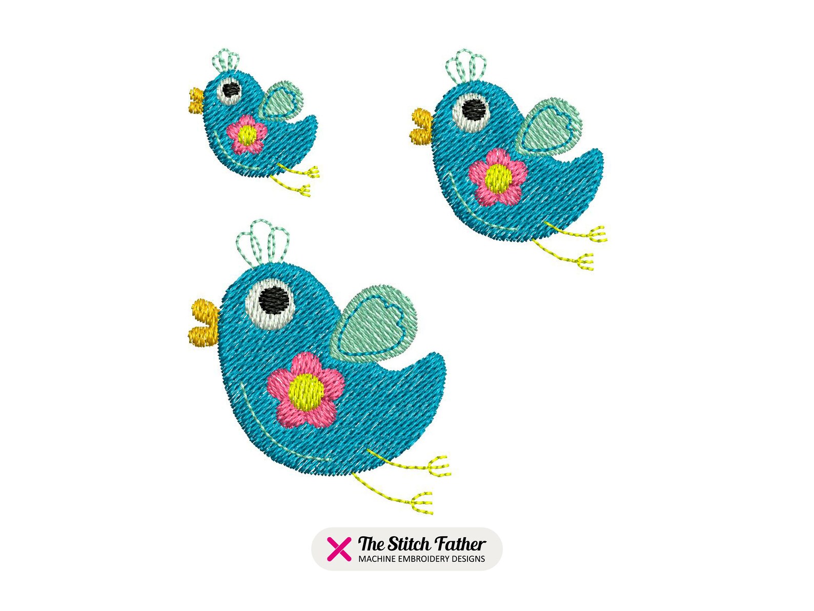 Mini Bird Flying Machine Embroidery Design – Cute Bird Flower Pattern ...
