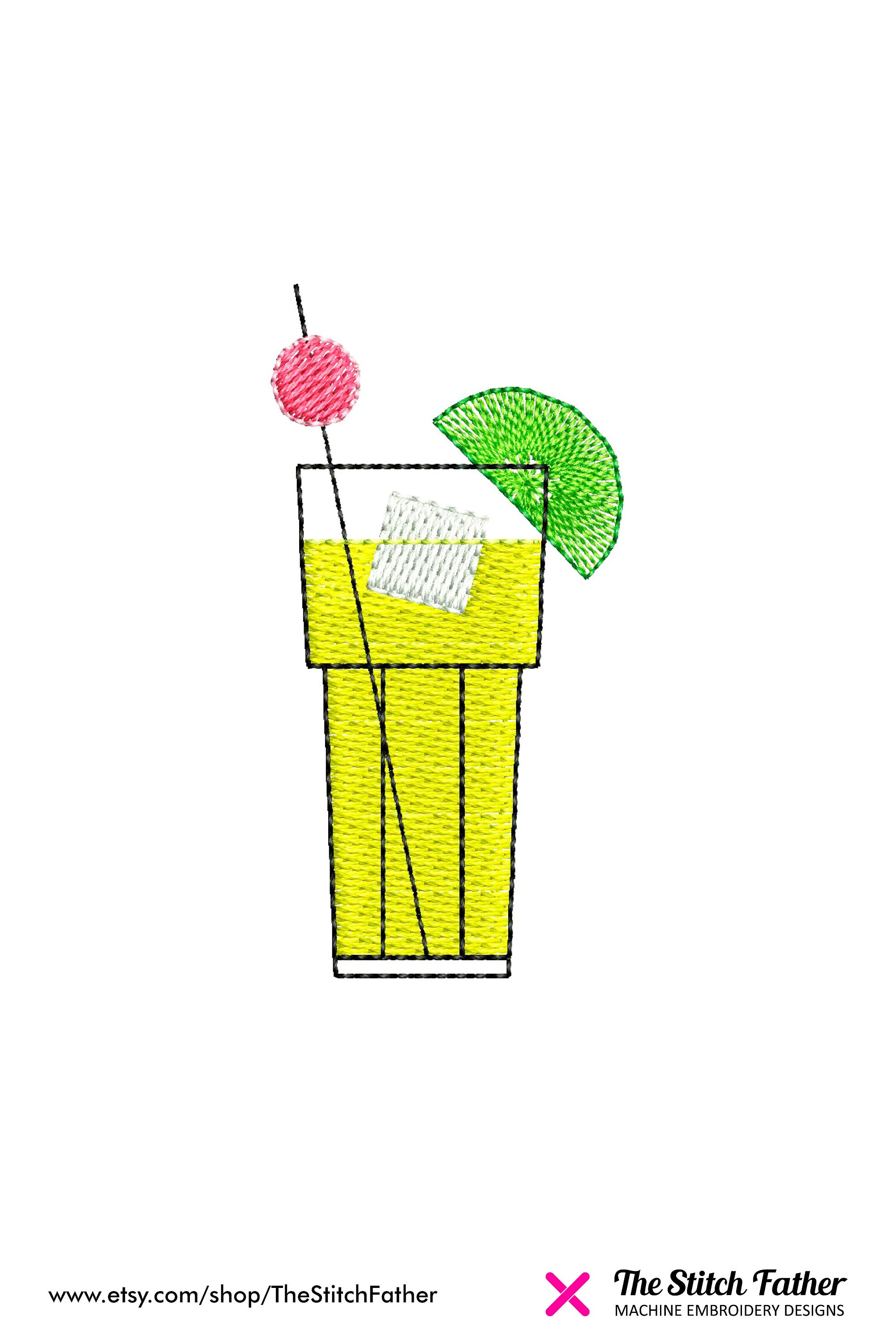 Mini Cocktail Machine Embroidery Design Cute Cocktails - Etsy