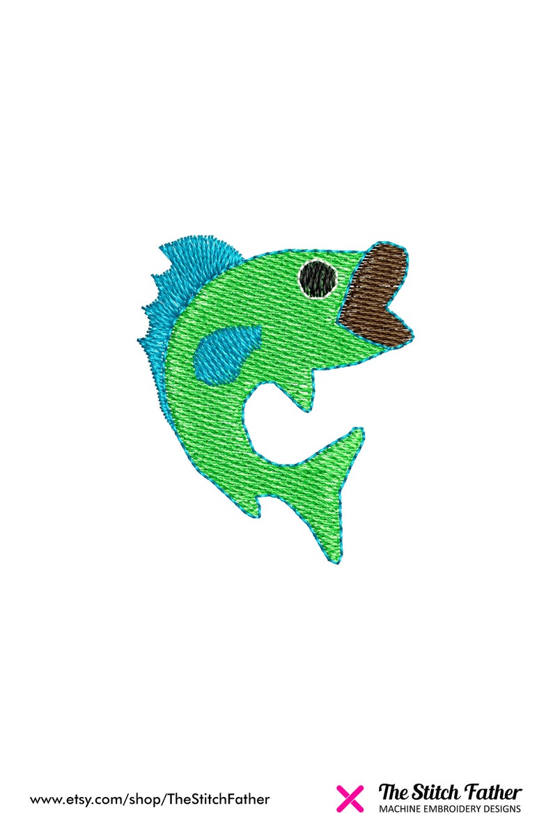 Mini Fish Machine Embroidery Design Fishing Fish Catch Big | Etsy