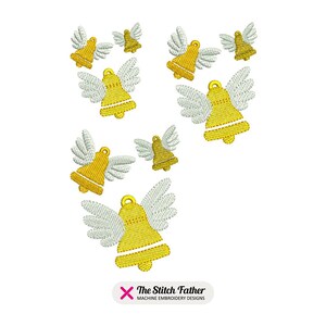 Mini Flying Bells Machine Embroidery - Bells With Wings - Cute Easter ...