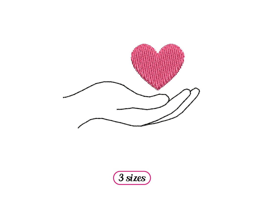 Mini Hand With Heart Machine Embroidery – Tiny Helping Hand – Very ...