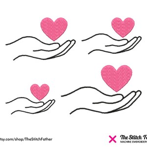Hand Holding Heart Machine Embroidery Helping Hand Caring - Etsy