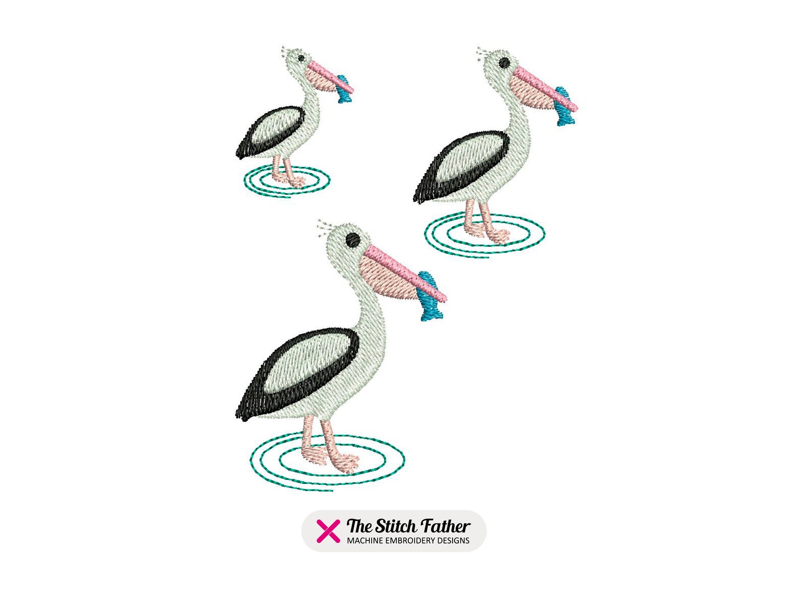 Mini Pelican Machine Embroidery Design – Pelican Fishing – Pelican With ...