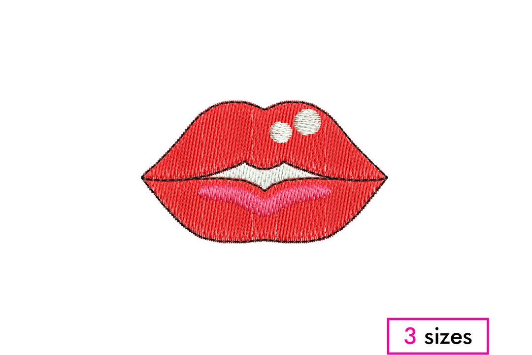 Mini Lips Mouth Machine Embroidery Design Glossy Red Lips - Etsy