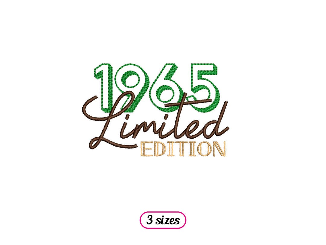 60th Birthday 1965 Logo Machine Embroidery Design - 3 Sizes - INSTANT ...