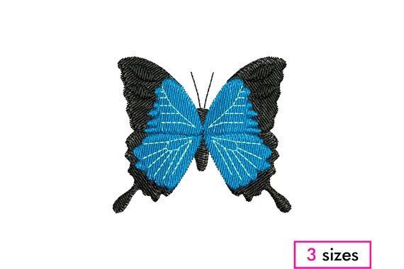 Mini Butterfly 02 Machine Embroidery Design Realistic Blue | Etsy