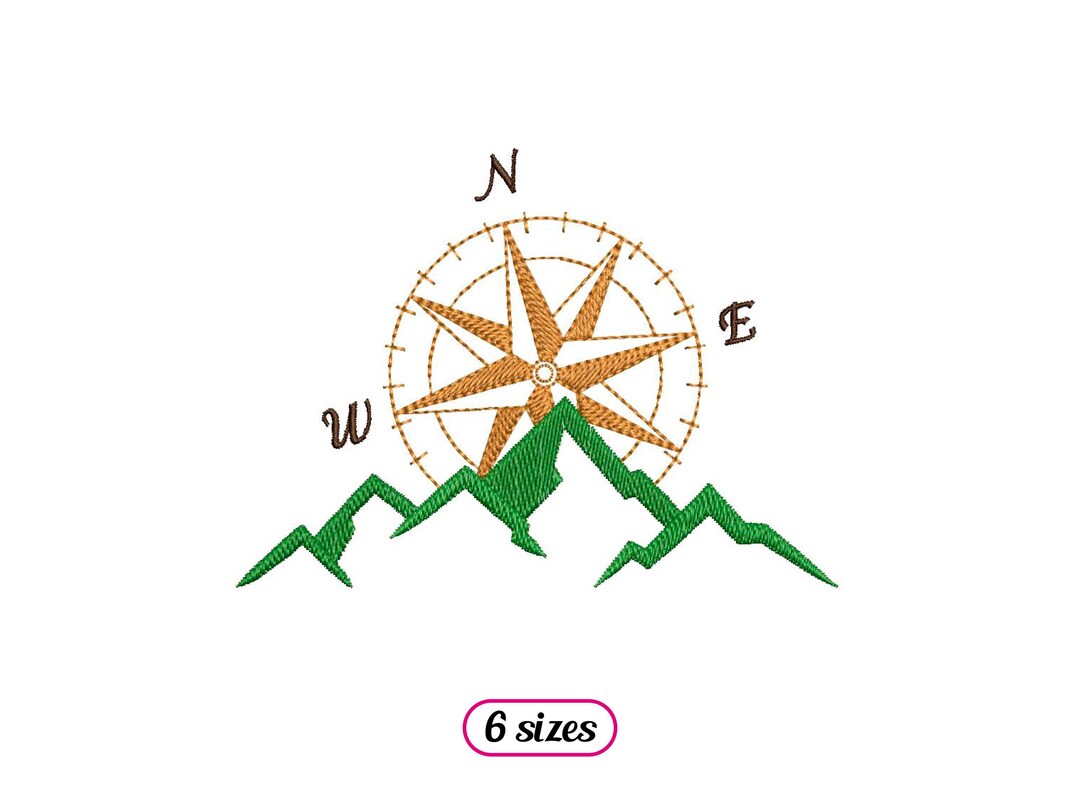 Compass Rose Mountains Machine Embroidery Design - 6 Sizes - INSTANT ...