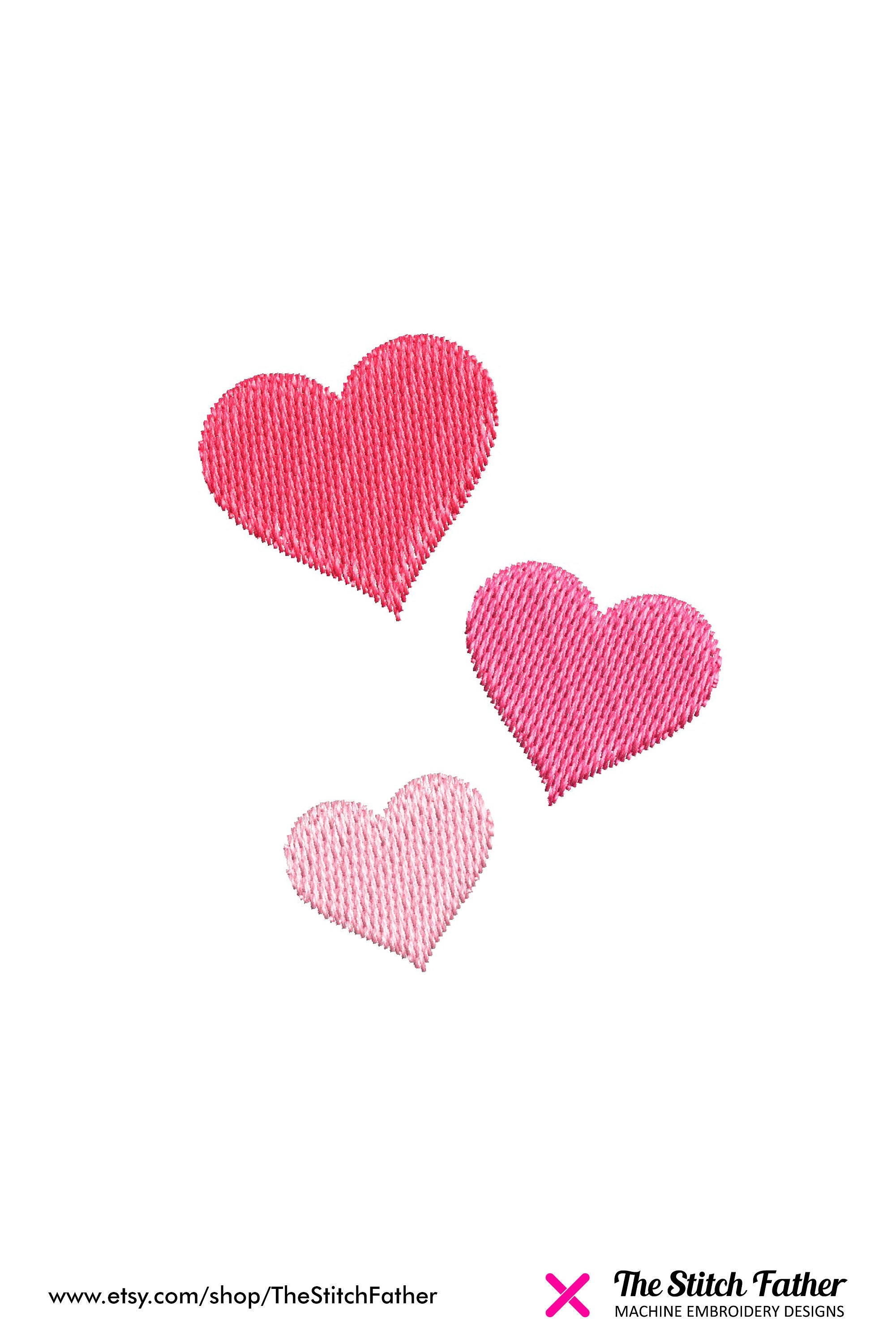 Mini Hearts Machine Embroidery Design Composition of Three - Etsy