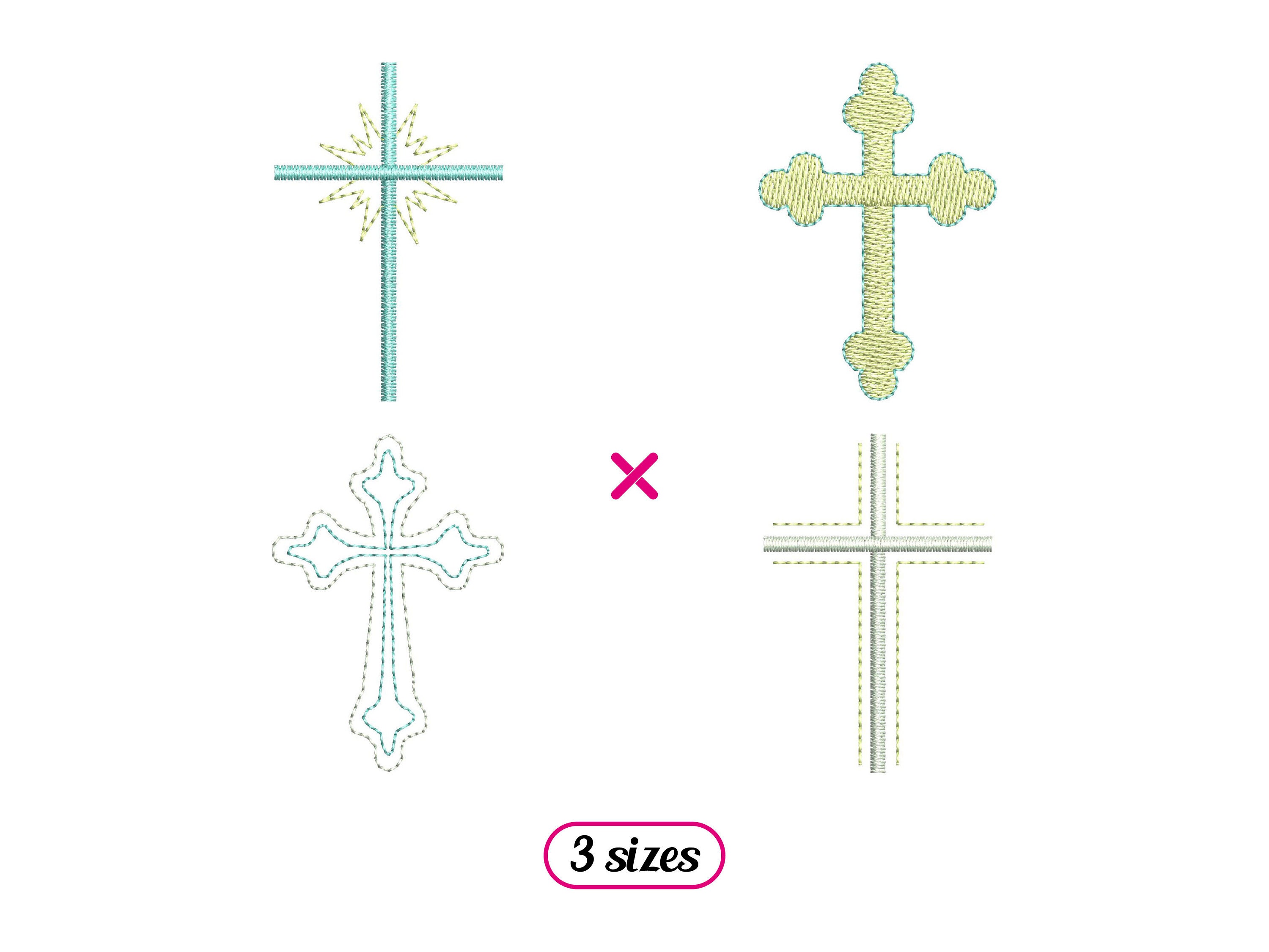 Mini Christian Cross Set Machine Embroidery Designs - 3 Sizes - INSTANT ...