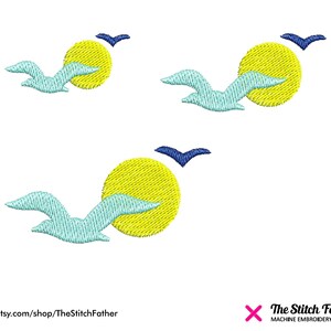Mini Seagulls Machine Embroidery Design Flying Seagulls Sun - Etsy