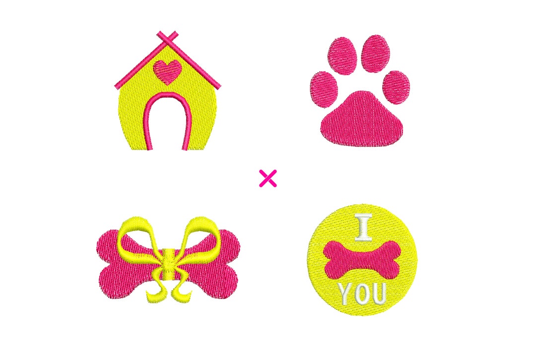 Mini Dog Embroidery Design Set Cute Dog Pet Bed Set Love - Etsy