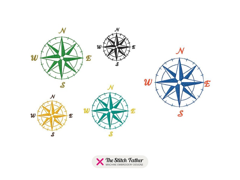 Compass Rose Machine Embroidery Design - 5 Sizes - INSTANT DOWNLOAD - Etsy