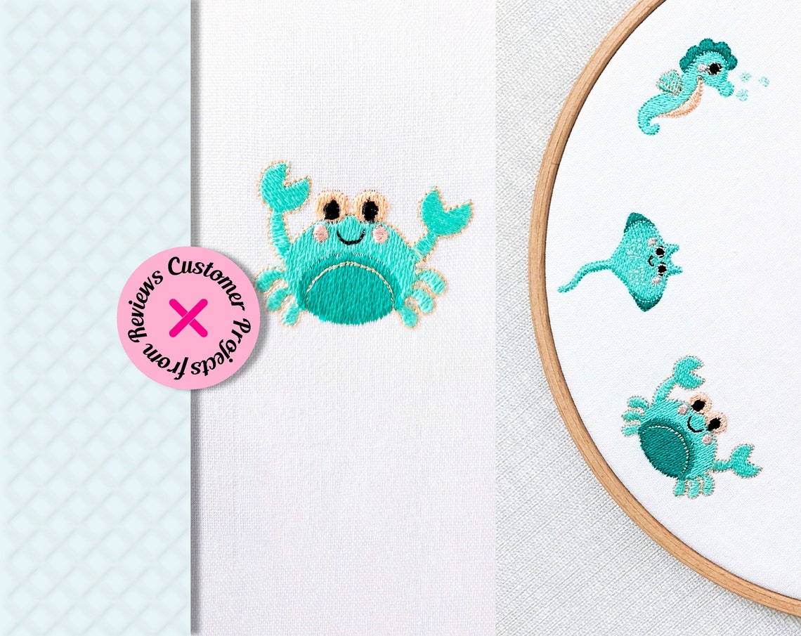 Mini Crab Machine Embroidery Design Cute Smiling Crab Sea - Etsy