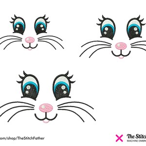 Bunny Face Machine Embroidery Design Cute Rabbit Face Cat - Etsy