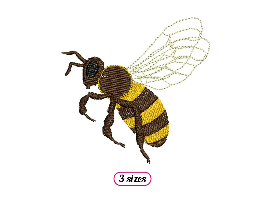 Mini Realistic Flying Bee Side View Machine Embroidery Design - 3 Sizes ...
