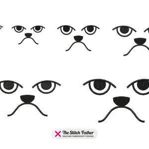 Grumpy Face Machine Embroidery Design – Line Facial Expression Animal ...