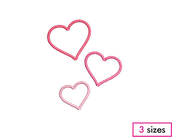Mini Hearts Satin Outline Machine Embroidery Design Simple | Etsy