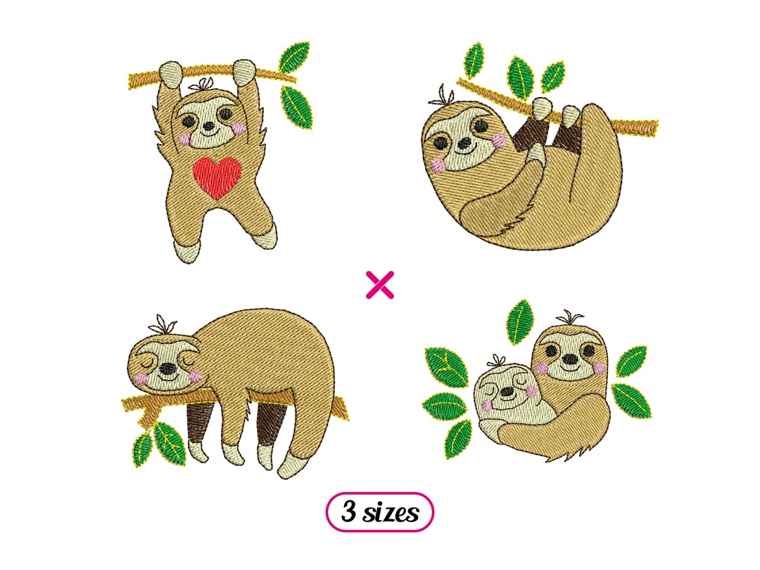 Mini Sloth Set Machine Embroidery Designs – Cute Sloths – Sloth Baby ...