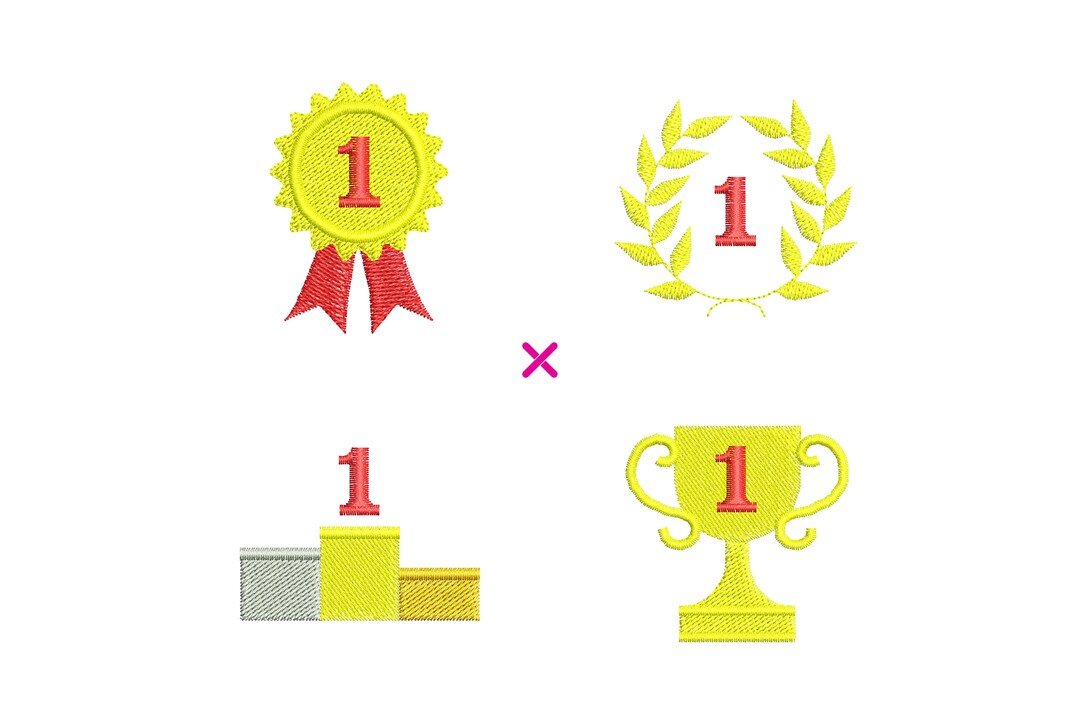 Mini Victory Embroidery Design Set Trophy Winner Medal - Etsy