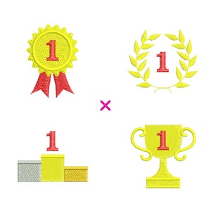 Mini Victory Embroidery Design Set Trophy Winner Medal - Etsy