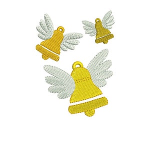 Mini Flying Bells Machine Embroidery - Bells With Wings - Cute Easter ...