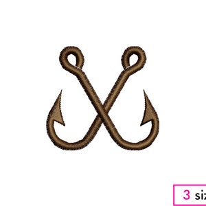 Mini Fishing Hook Machine Embroidery Design Crossed Fishing - Etsy