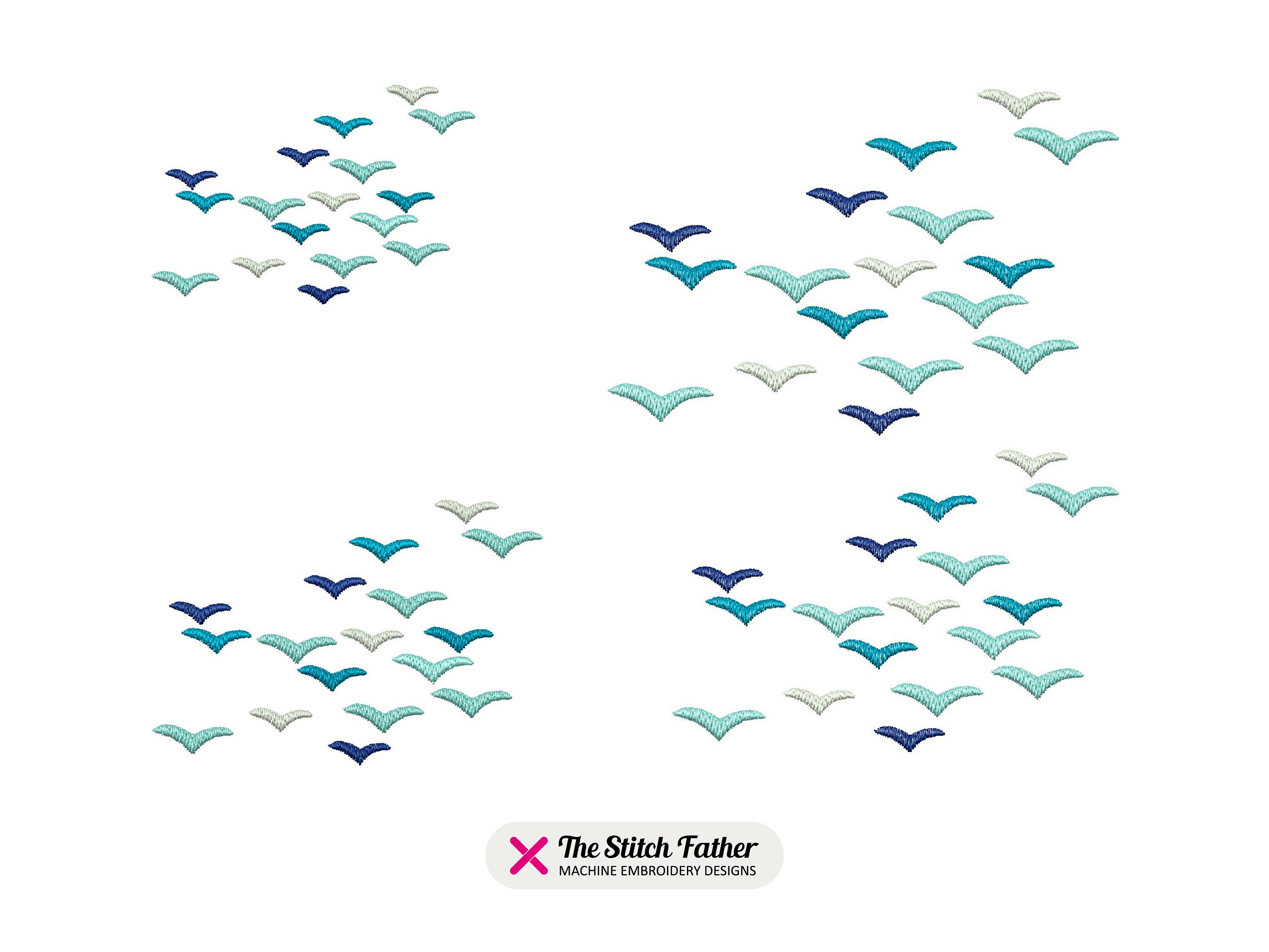 Many Little Birds Machine Embroidery – Tiny Flying Birds – Flight of ...