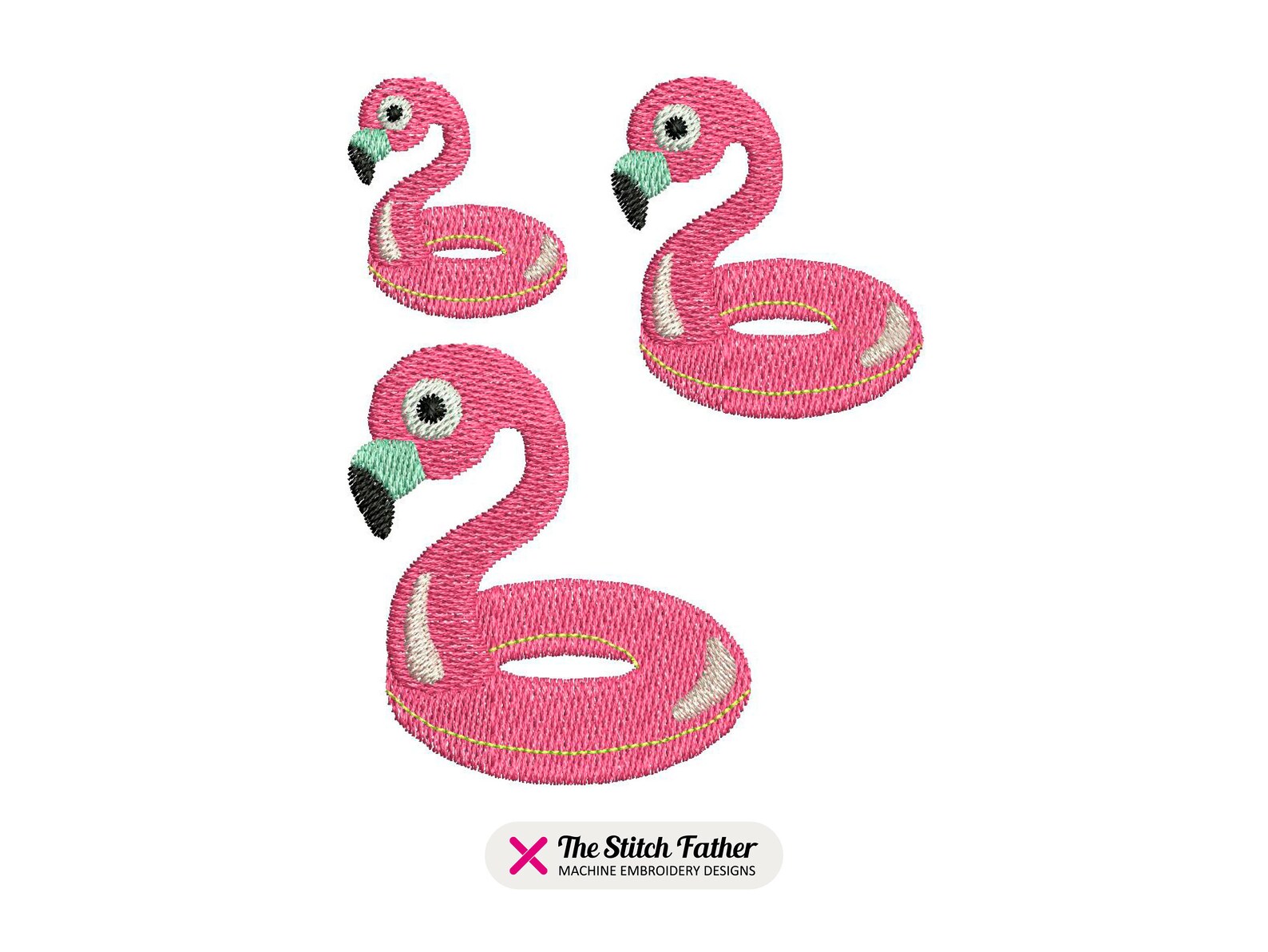 Mini Flamingo Rubber Ring Machine Embroidery Design – Inflatable Pink ...