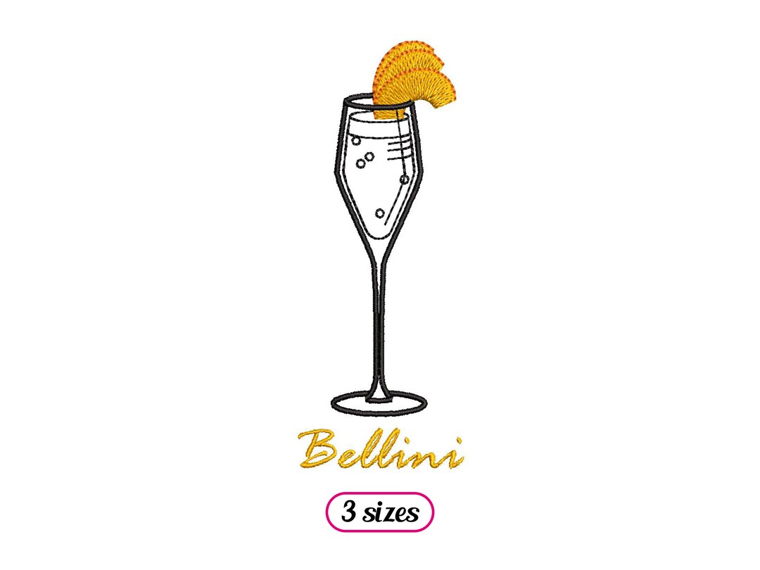 Peach Bellini Cocktail Machine Embroidery Design - 3 Sizes - INSTANT ...