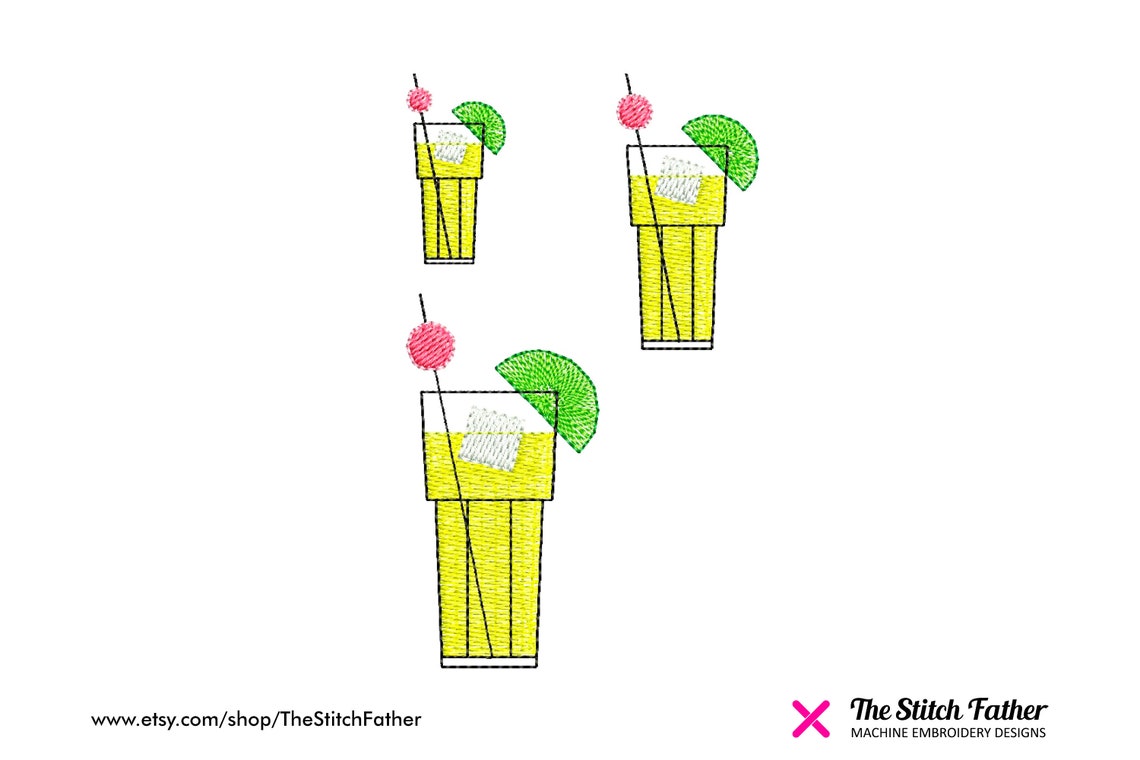 Mini Cocktail Machine Embroidery Design Cute Cocktails - Etsy