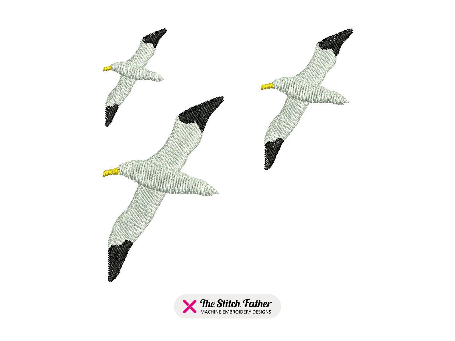 Mini Seagull Flying Machine Embroidery Design – Tiny Sea Gull Below ...