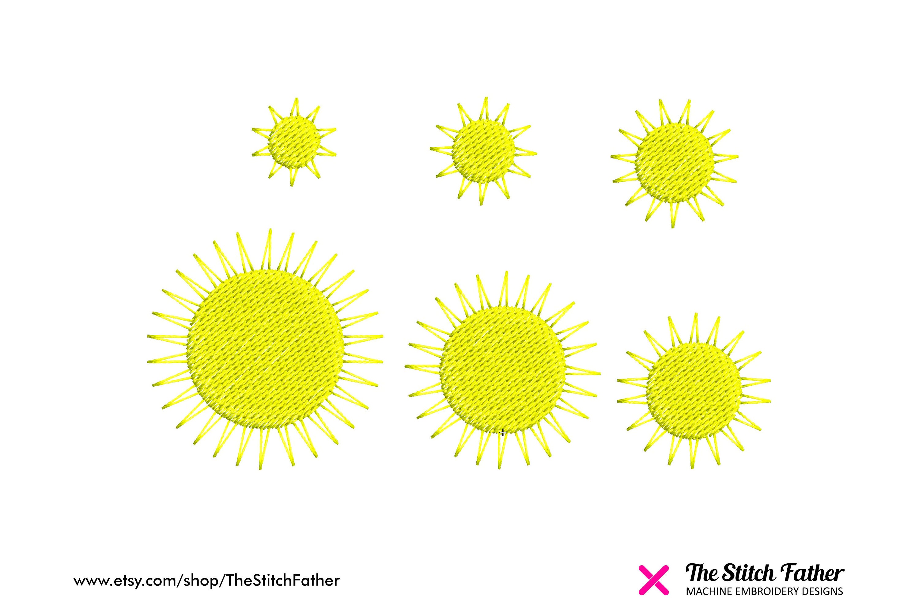 Mini Sun Machine Embroidery Design Cute Small Sun Fill - Etsy