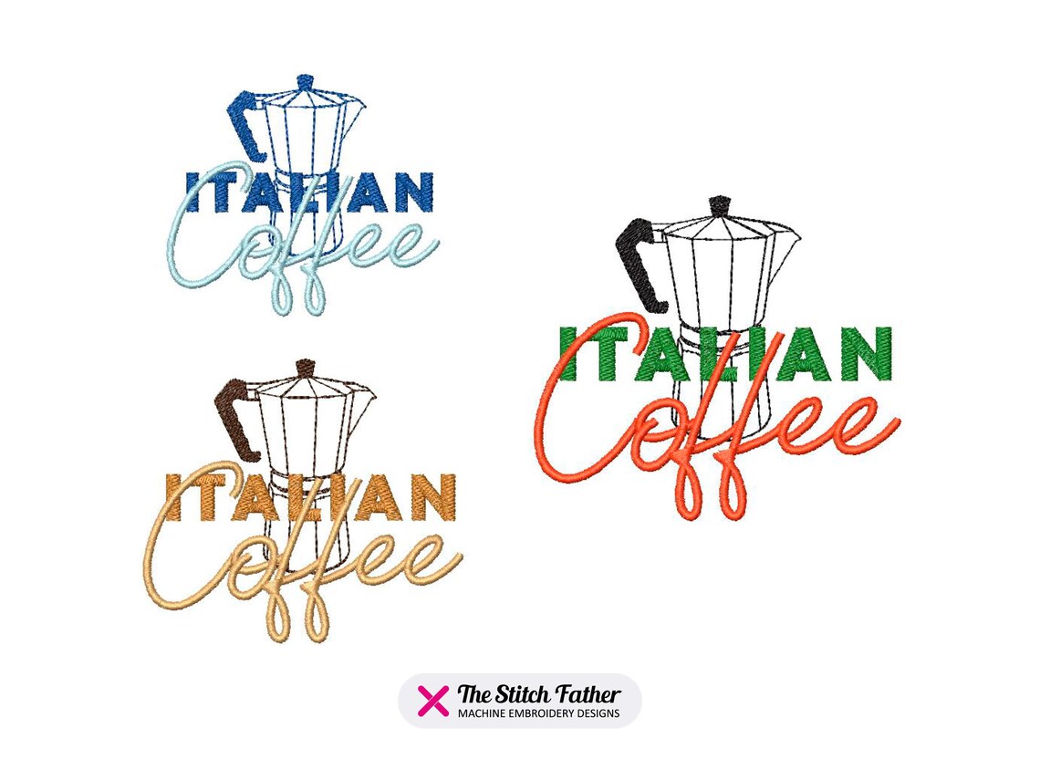 Italian Coffee Logo Machine Embroidery Design - 3 Sizes - INSTANT ...
