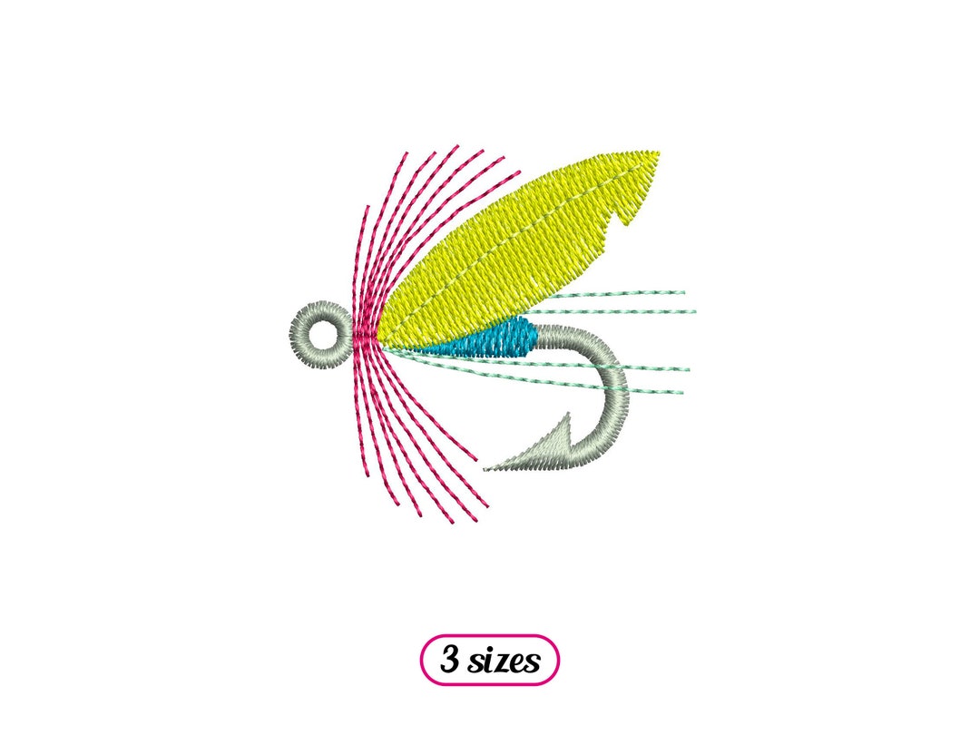 Mini Fishing Lure Machine Embroidery Design – Fishing Lure Fly Feather ...