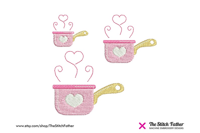 Mini Pan Machine Embroidery Design Cute Saucepan Heart - Etsy