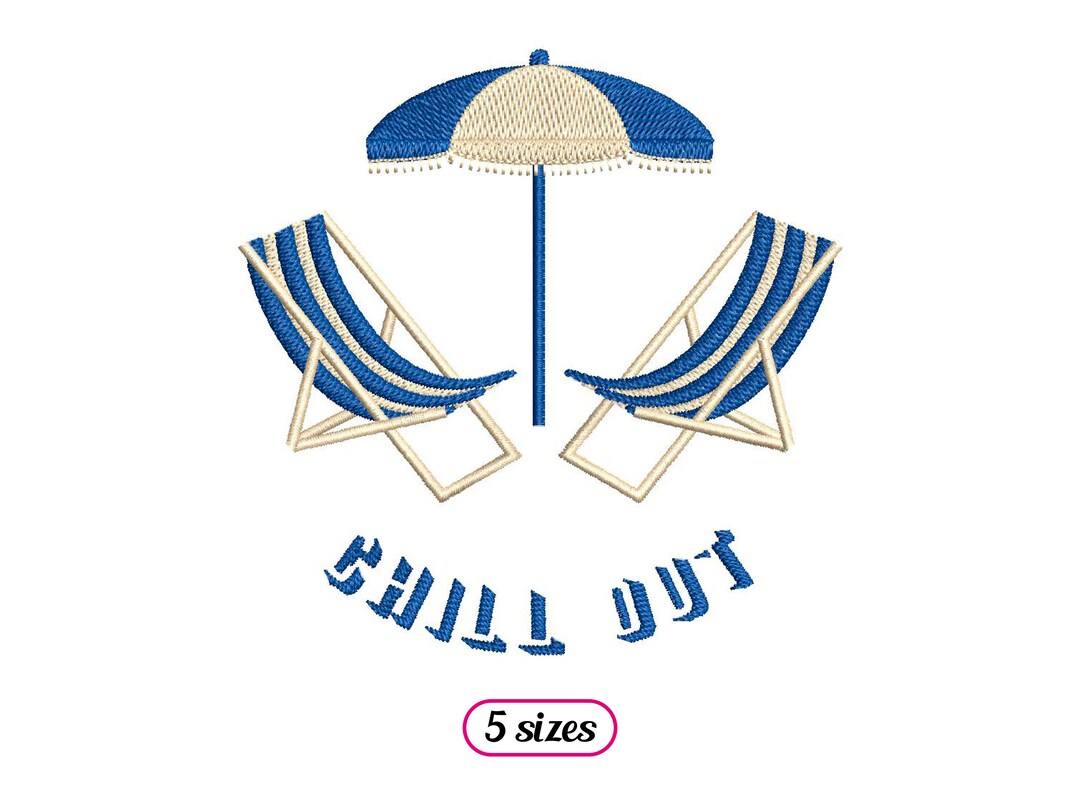 Beach Chairs Chill Out Logo Machine Embroidery Design - 5 Sizes ...