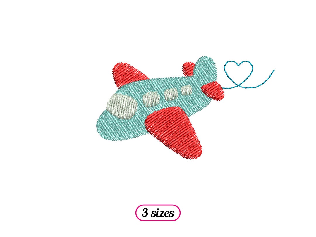 Mini Airplane Machine Embroidery Design – Cute Plane Flying Heart Love ...