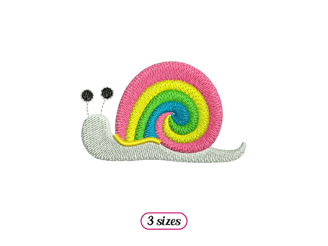 Mini Snail Machine Embroidery Design – Cute Rainbow Snail – Unicorn ...